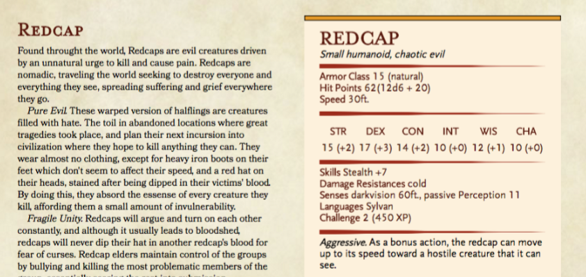 Monster Conversion: Redcap | www. Newbie DM .com